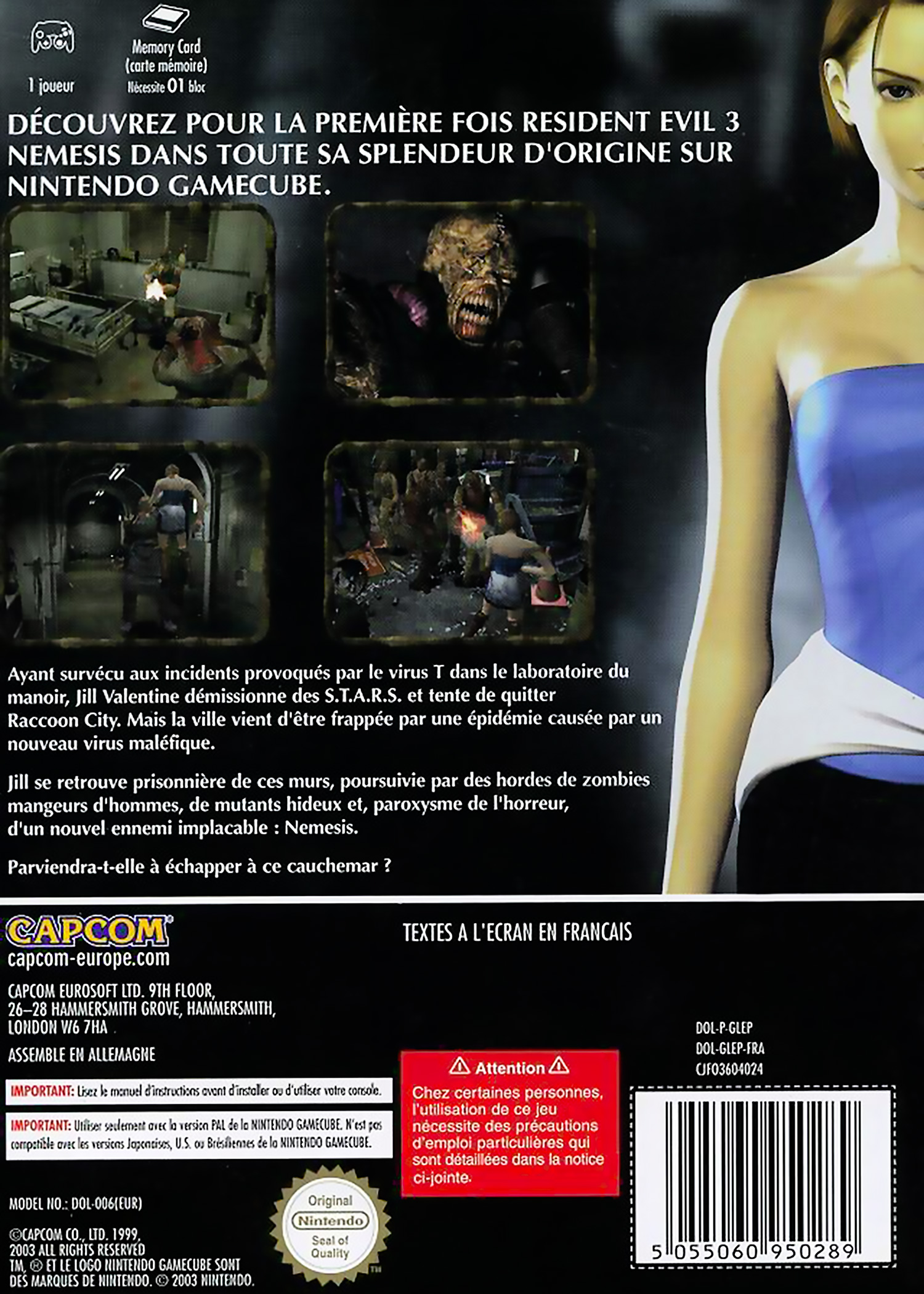 Resident Evil 3 : Nemesis (Gamecube) - Gaming Zone [@] JeanWich.com